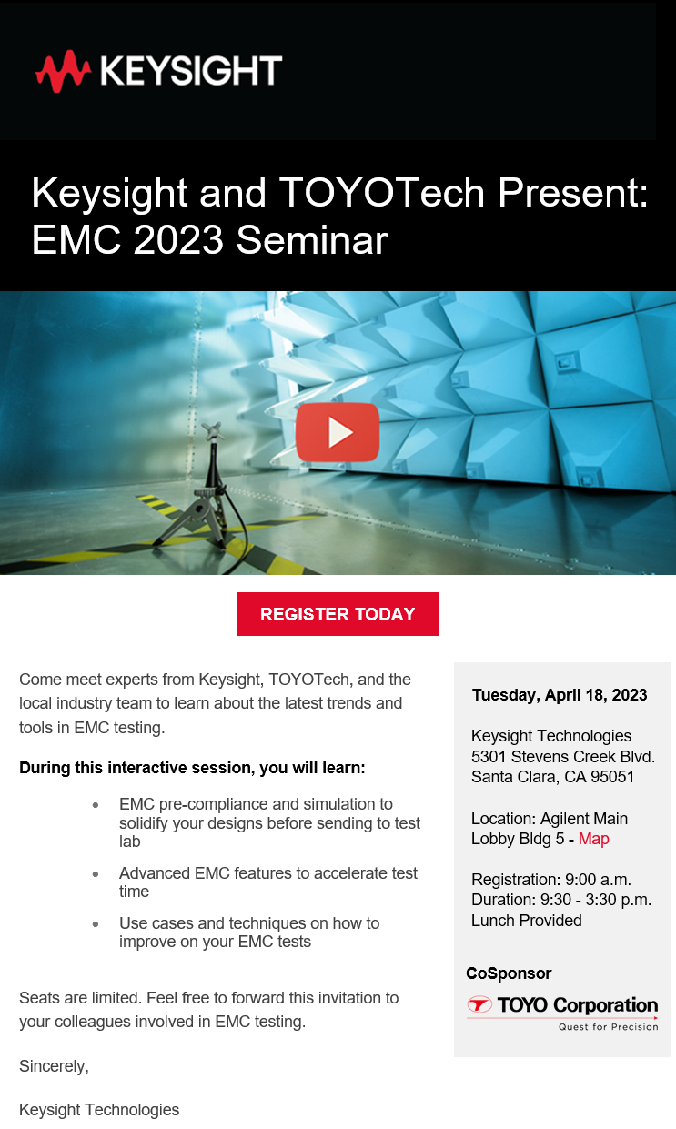 Seminar Announcement: Keysight and TOYOTech Presents 2023 Seminar - TOYOTech